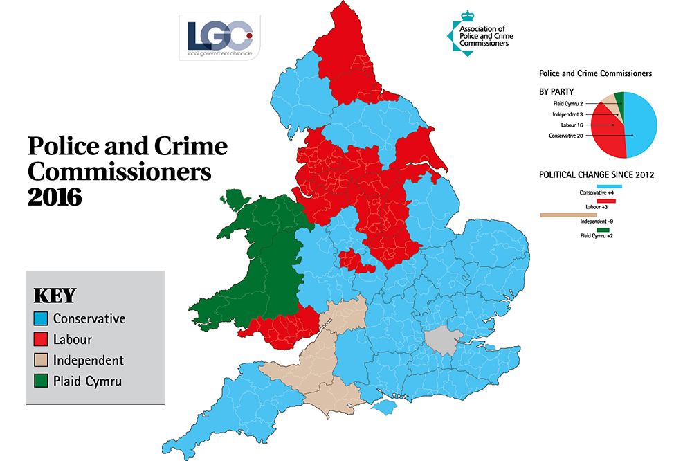 PCC Map 2016 | Local Government Chronicle (LGC)
