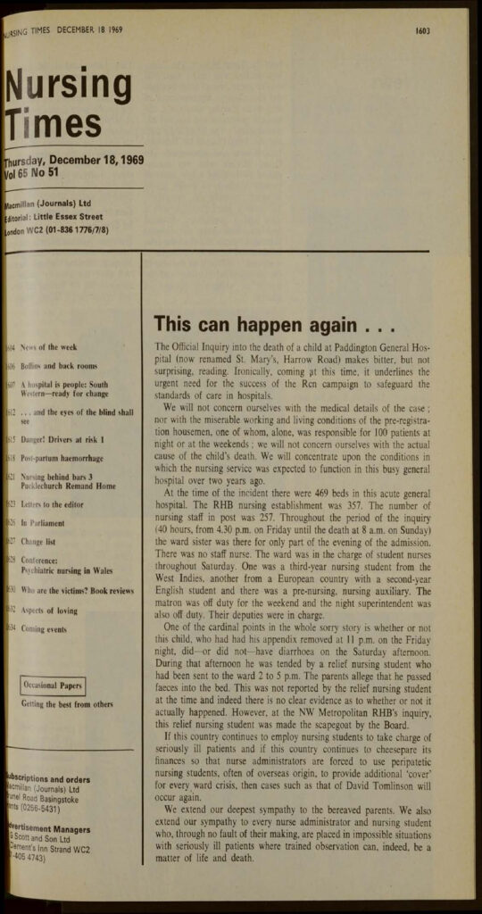 Issue: 51 1969-12-18 | Nursing Times